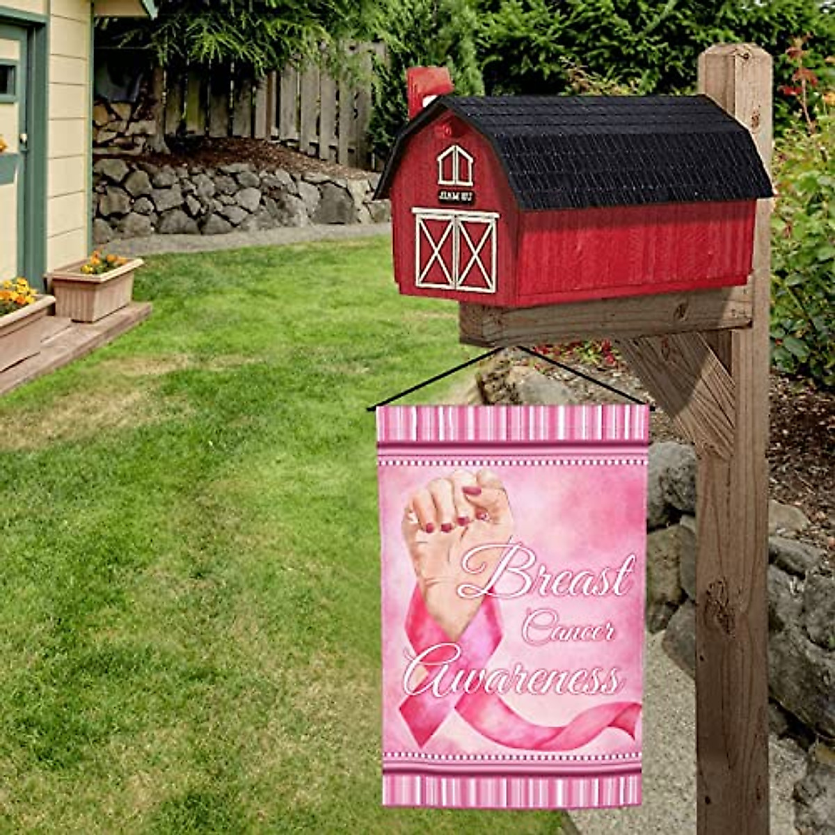 Pink Breast Cancer Garden Flag Hope Hope Faith Love Yard Flags 12 X 18inch Ribbon Flag Double Sides