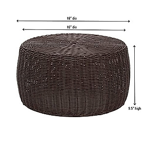 Household Essentials ML-5005 Resin Wicker Footstool Ottoman | Brown(16"D x 16"W x 9"H)