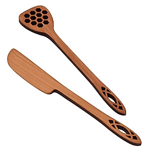 American Made 2-Piece Wild Cherry Wooden Cathedral Collection: Honey Butter Set