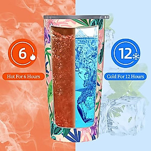 IYERSKD Palm Tree Leaf Pattern 20 oz Stainless Steel Tumbler Vacuum Insulated Leakproof Travel Mug for Car Office Gym