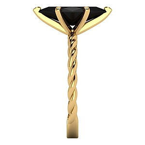 2ct Marquise Cut Solitaire Rope Twisted Knot Natural Black Onyx Engagement Promise Anniversary Ring 18K yellow Gold 3.5