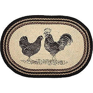 VHC Brands Sawyer Mill Charcoal Farmhouse Dining Room Living Room Kitchen Floor Natural Jute Rug w/ Pad 20x30 Poultry