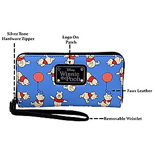 Disney Wallet Wristlet Zip Clutch Faux Leather (Winnie the Pooh Blue)