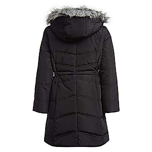 Calvin Klein Girls' Hooded Winter Puffer Jacket, Full-Length Heavy Weight Coat with Fleece Lining, Black Aerial, 4T