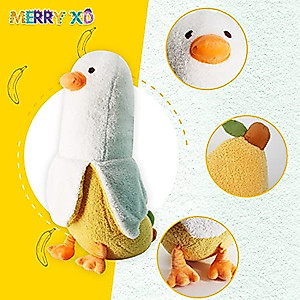 MerryXD Banana Duck Plush Toy Soft Stuffed Hugging Pillow, Cute Duck Plushie for Sleeping,Banana Stuffed Animal Doll Gift for Kids White 19.68''