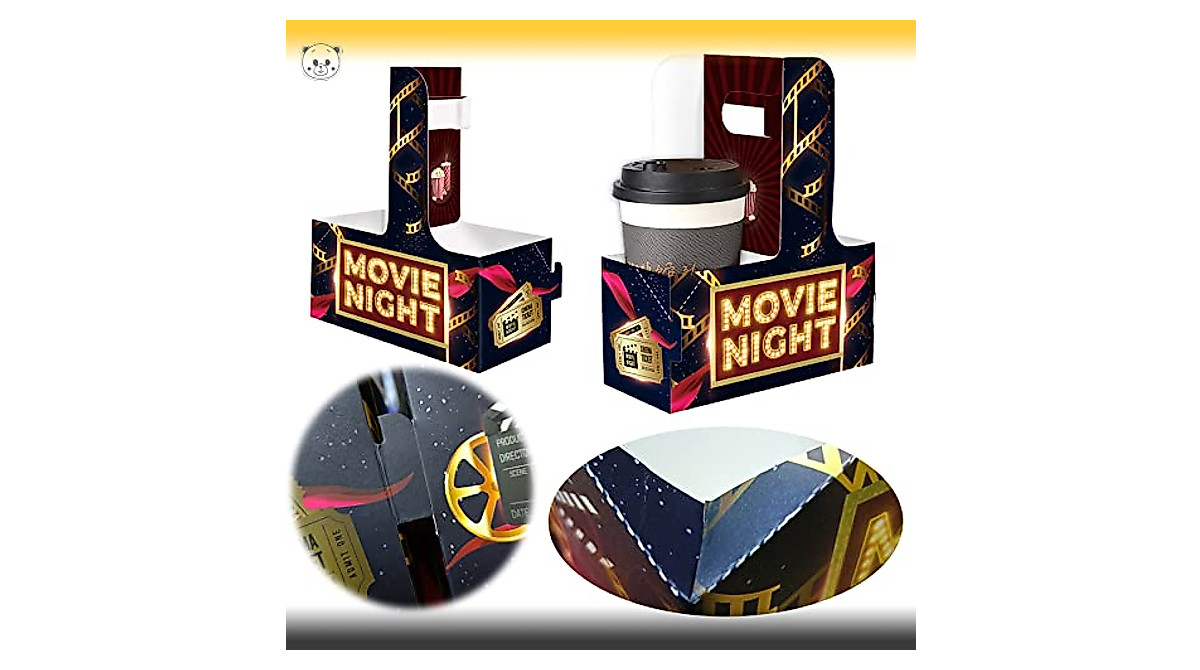 KARAQY Movie Night Snack Trays - Drink & Popcorn Carriers (10 pcs)