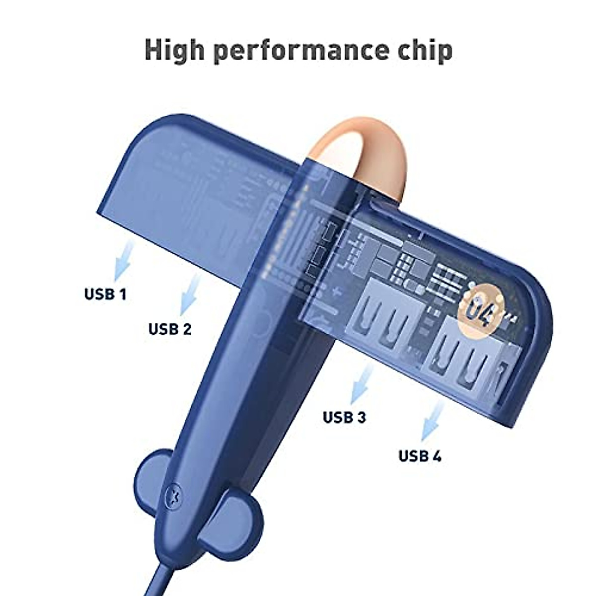 WJCCY USB Splitter One for Four Docking Hub， USB 2.0 Expander 4-Port Data Hub Multi-Function Extender (Color : Blue)