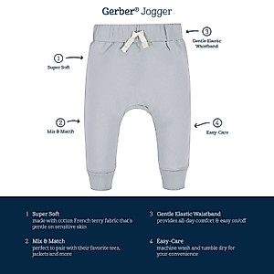 Gerber baby boys Toddler 3-pack Jogger Sweatpants, Green/Black, 3-6 Months US