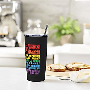 Bxkens Science Is Real Black Lives Matter No Human Is Illegal Love Is Love Tumblers Stainless Steel Mugs 20 Oz Double Wall Insulated Coffee Cup Travel Mug For Gym Outdoor Women Men