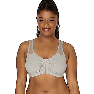Fruit of the Loom Women's Comfort Front Close Sport Bra with Mesh Straps, Heather Grey, 40