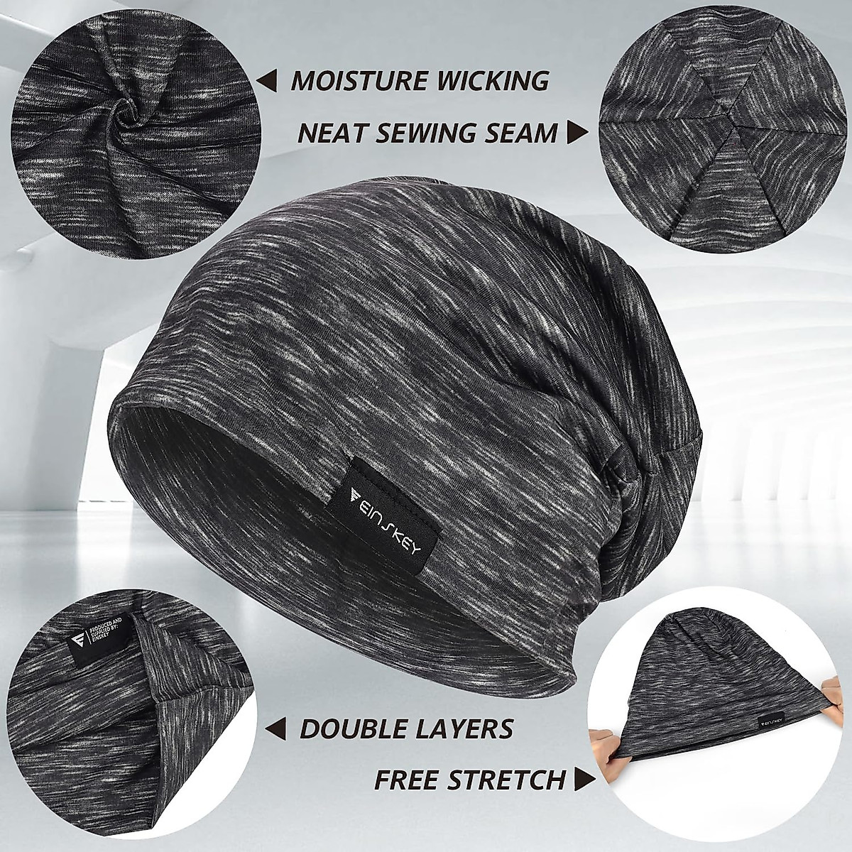 EINSKEY Cotton Slouchy Beanie Hat for Men/Women, Lightweight Oversize Large Thin Skull Cap Chemo Cap Night Sleeping Cap