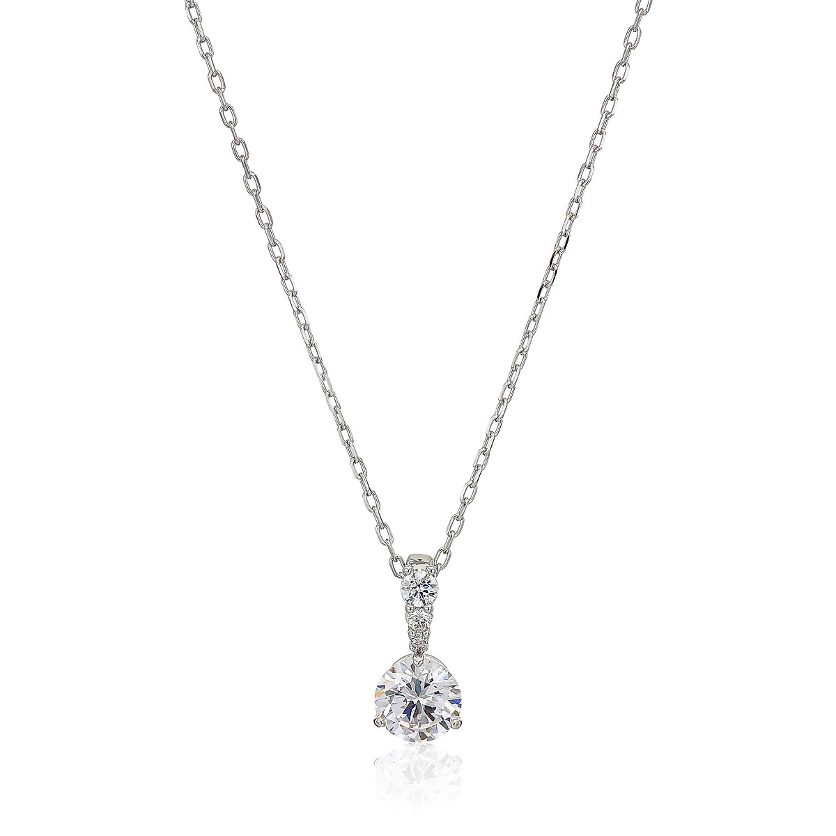 SWAROVSKI 7 mm Solitaire Pendant Necklace Cz White One Size