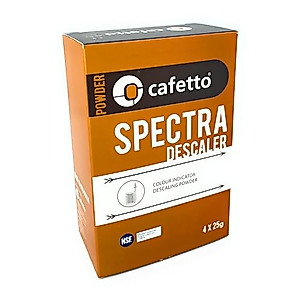 Cafetto Organic Spectra Espresso Machine Descaler, Color Indicator Descaling Cleaning Powder for Use In Organic Systems (4 Single Use Packets)