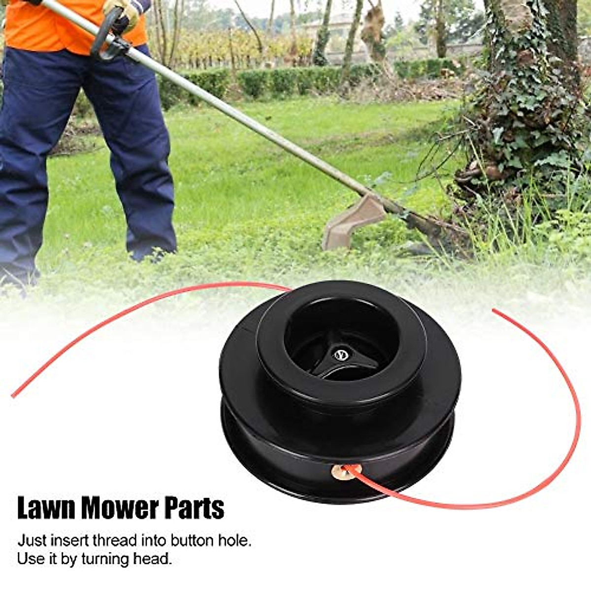 Nut-Type Black Trimmer Head, Sturdy Durable Grass Trimmer Head Replacement Garden Strimmer Lawn Mover Accessory