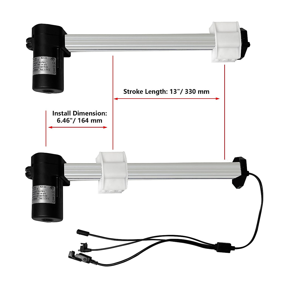 Kroshine Power Recliner Motor Replacement with Cord Model ML8-233 Linear Actuator for Sofa Lift Chair Couch Massage Seat Bed, Aluminum