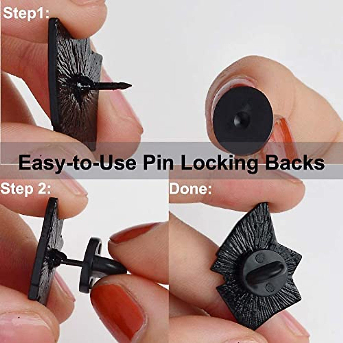 Rubber Pin Backs, 50PCS Lapel Pin Backs, Pin Safety Backs for Brooch Tie Hat Badge Insignia, Black