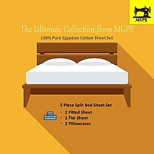 Split King Sheets Sets for Adjustable Bed, Soft Sateen Weave, 400-Thread-Count 100% Egyptian Cotton 5PC Set with 2 Fitted Sheets, Split-King Sheet Set 15-Inch Deep Pockets, 400-TC - |Zebra Print|