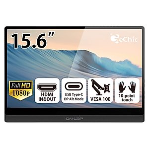 GeChic M505T 15.6 inch FHD 1080p Portable Touchscreen Monitor USB Type-C Input, HDMI Input/Output, DC-in Port, Daisy Chain Display for Conference, Factory, Industry, Gaming, Foldable Screen