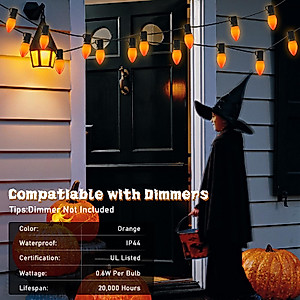 SUNSGNE 25 Pack C9 LED Outdoor Christmas Orange Light Bulbs, C9 Plastic Shatterproof LED Replacement Bulbs for Christmas Outdoor Patio String Lights, E17 Intermediate Base - 0.6 Watts