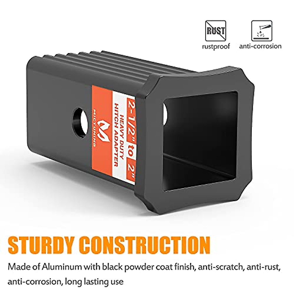 MICTUNING Upgraded 2-1/2 inches Class V to 2 inches Class III&IV Trailer Hitch Receiver Adapter - Heavy Duty 2.5 inches to 2 inches Reducer Sleeve Mount Insert Converter