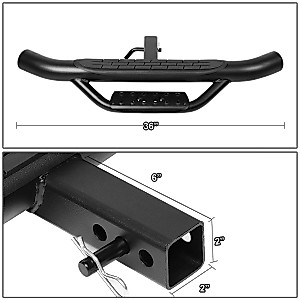 Auto Dynasty Universal 36 Inches Black Powdercoated Steel 2-Stage Tow Hitch Step Bar Board for 2 Inches Receiver Pickup Truck SUV Trailer