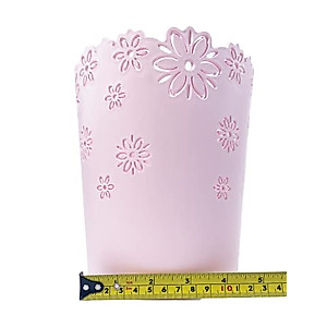 Nazr Wastebasket, Hollow Flower Shape Plastic Lidless Wastepaper Baskets Trash Can (S-Pink)