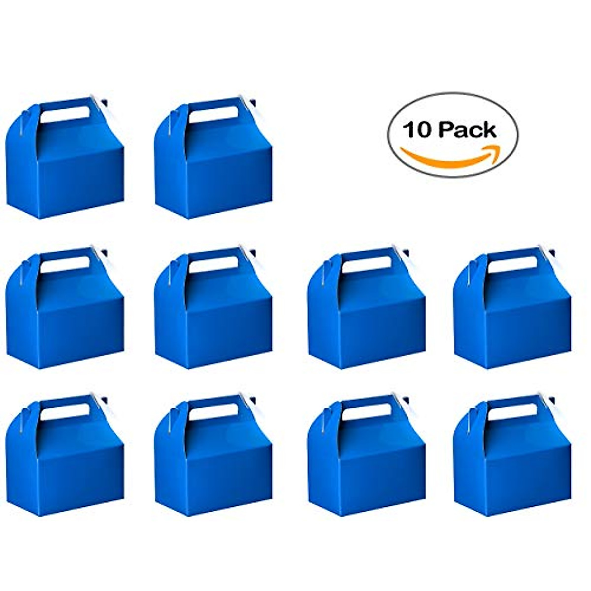 Hammont Party Favors Paper Treat Boxes (10 Pack) Blue Colored Paper Containers & Boxes Treat Container Cookie Boxes Cute Designs Perfect for Parties and Celebrations 6.25" x 3.75" x 3.5"