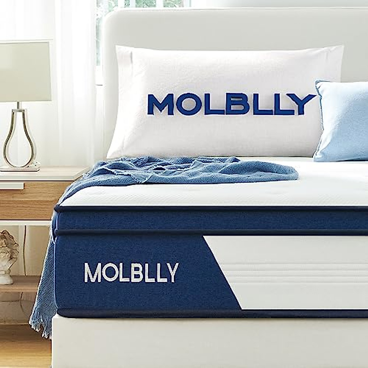 Molblly King Mattress, 12 Inch Innerspring Mattress in a Box,Ultimate Motion Isolation Individually Wrapped Pocket Coils Mattress,Pressure Relief, Cool King Bed Mattress