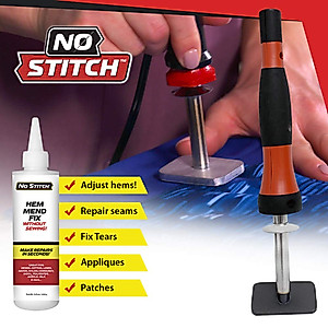 No Stitch Handheld Heat Iron Repair Kit for Fabric - Electric Pressing Wand & Fabric Adhesive Powder Set for Easy Clothing Fixes | Machine Washable | Hemming, Seams, Tears - As Seen On TV