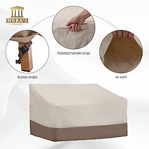 HERA'S PALACE Waterproof Outdoor Bench Cover, 600D Heavy Duty Outdoor Sofa Cover, Windproof & Anti-UV, Patio Furniture Covers for Loveseat, 89 x 34 x 33 inches