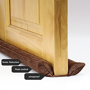 2 Pack Under Door Draft Stopper Door Noise Blocker Door Air Blocker for Noise Light Smell Stopper Length Adjustable 30 to 36 inches Saving Energy Under Door Guard(Brown)