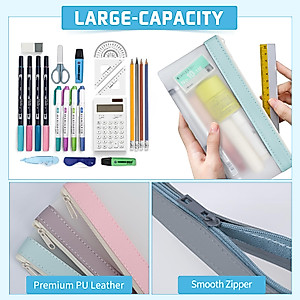 Colorlife Pen Bag 4 Pack Zipper Pencil Pouch, Multifunctional Clear Pen Case Organizer Stationery Storage Bag for School, Office, Travel, Cosmetics Makeup