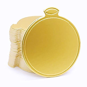 100pcs Mini Cake Boards, 3.1" Mini Round Cardboard, Mousse Cupcake Base for Cake Dessert, Golden