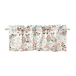 Lush Decor Pixie Fox Room Darkening Window Valance, 18" x 52" + 2" Header, Gray Curtain Valence, Pink & Gray