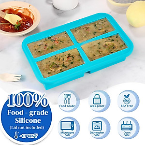 NICITY 1-Cup Soup Cubes Freezer Tray with Lid，Large Silicone Soup Freezer Molds for Storing and Freezing Soup Sauce Broth Ice Leftovers(2Packs+10Pcs Reusable Storage Bags)