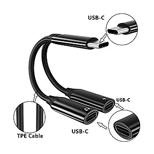 USB C Headphone and Charger Adapter,Audio Charge & Music Type C Splitter Audio and Charging Adapter Support Fast Charging,Call,Music, Compatible for Google Pixel/Huawei/Samsung