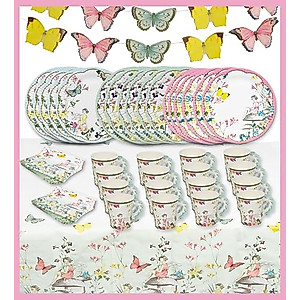 Talking Tables Fairy Party Decorations and Disposable Tableware for 16 Guests | Butterfly Bunting, Tablecloth, Cups, Plates and Napkins | for Kids Birthday, Mother's Day, Afternoon Tea, Baby Shower