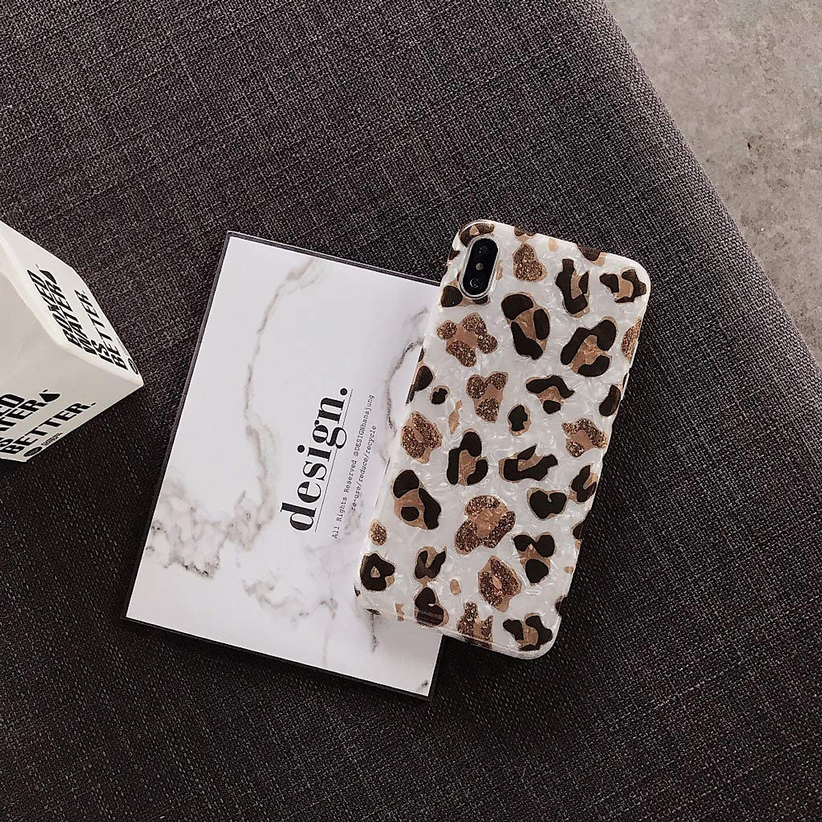 J.west iPhone Xs Max Case,Luxury Sparkle Bling Leopard Print Cheetah Pattern Design Translucent Soft TPU Silicone Protective Phone Case Cover for Girls Women for Apple iPhone Xs Max 6.5 inch (White)