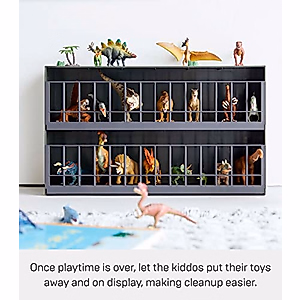Yamazaki Home Two-Tier Toy Dinosaur and Animal Display Storage Rack, Childrens' Toy Bin Organizer Box, Plastic, Stackable, No Assembly Req.