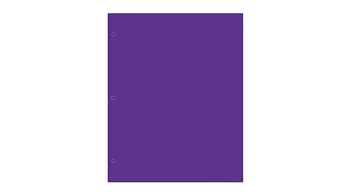 Office Depot 2-Pocket Purple Folder for School & Office - Holds 100 Sheets