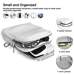 Befen Genuine Leather Crossbody Sling Bags for Women, Small Genuine Leather Cell Phone Wallet Purse Fanny Packs Belt Bag for Adult Walking(White)
