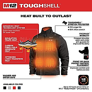 Milwaukee 204B-21L M12 TOUGHSHELL Lithium-Ion Cordless Heated Jacket (3 Ah) - Large, Black