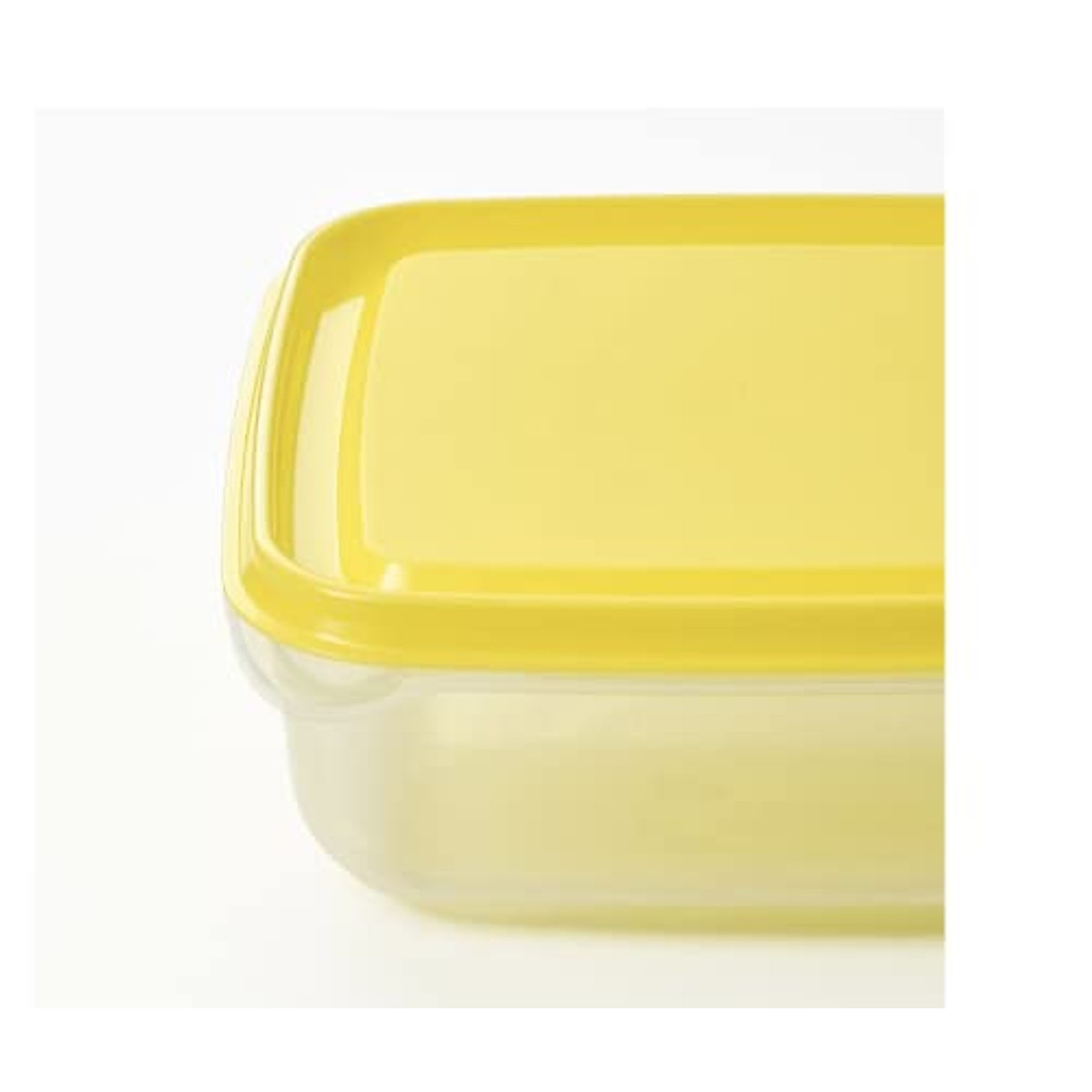 IKEA PRUTA Food Storage Square 14x14x2.25 Container 20 oz, 6 Pack BPA-Free Plastic Clear Container, Yellow lid