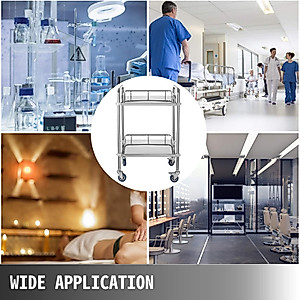 VEVOR Lab Rolling Cart 3 Shelves Shelf Stainless Steel Rolling Cart Catering Dental Utility Cart Commercial Wheel Dolly Restaurant Dinging Utility Services (23.4" x 15.6" x 33.2")