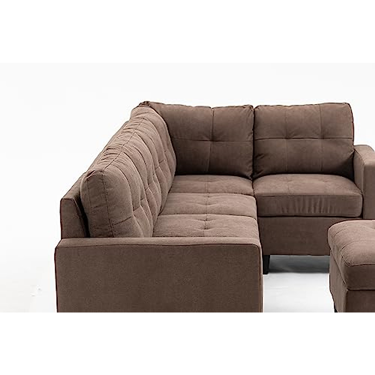 UBGO Sectional, Living Room Furniture Set,L-Shaped Modular Sofas with Left & Right Arm, Corner Chair, Ottomans Table,Extra Wide Chaise Lounge Couch for Home, Apartment (Brown)