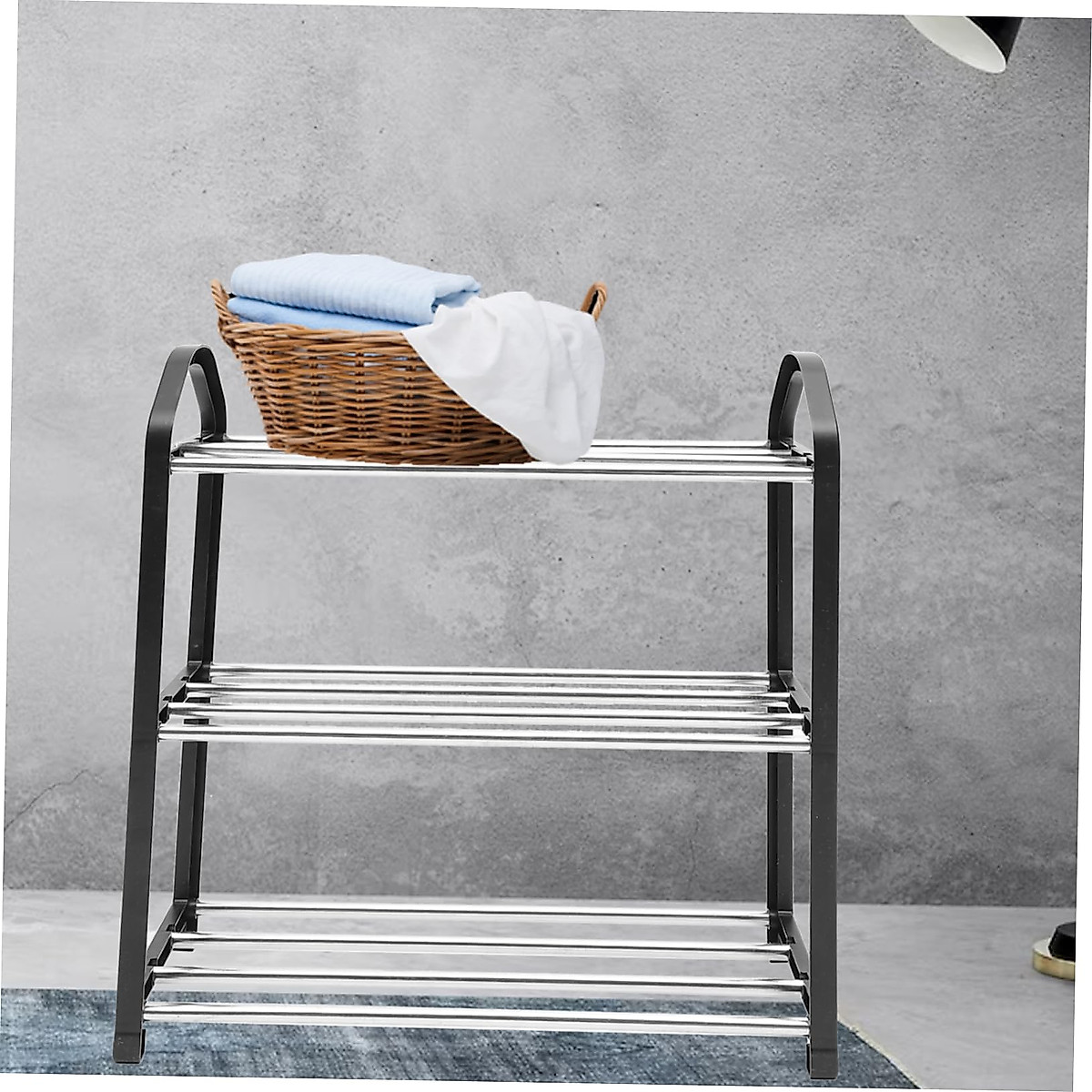 Alipis Shoe Rack Shoe Storage Organizer Freestanding Shoe Cabinet Shoe Shelf Shoe Holder Shoe Stand Metal Organizer Shelf Three-Layer Shoe Storage Rack Stainless Steel Storage Bag Plastic