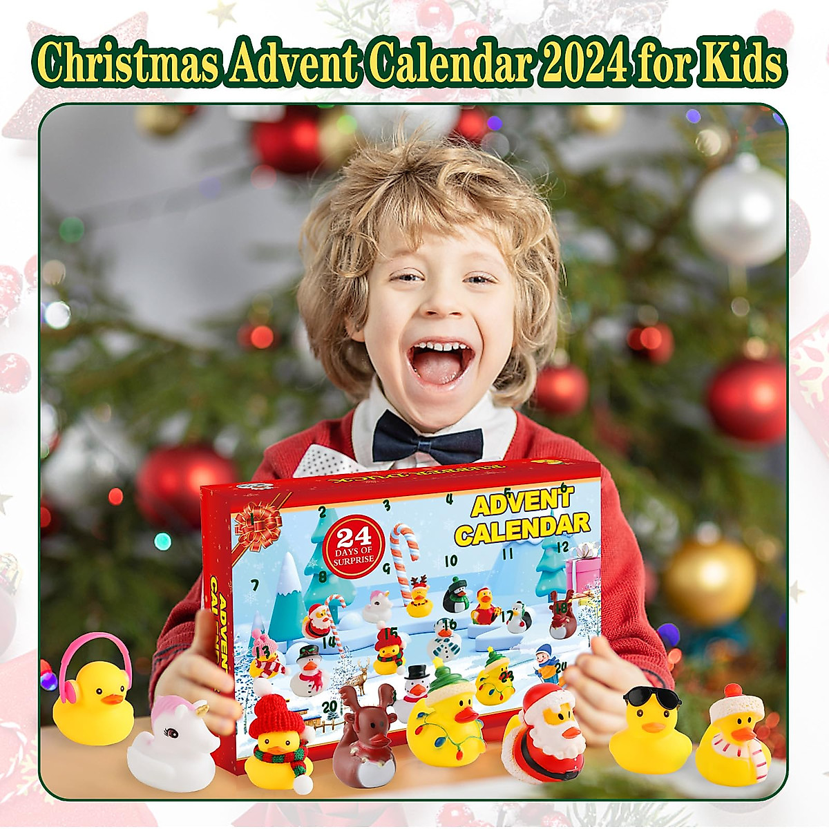 Christmas Advent Calendar 2024 for Kids 24 Days Christmas Countdown Calendar with Rubber Ducks Bath Toys Christmas Party Favors Fun Toys Gifts for Kids Boys Girls Toddlers Children Teens Friends Xmas
