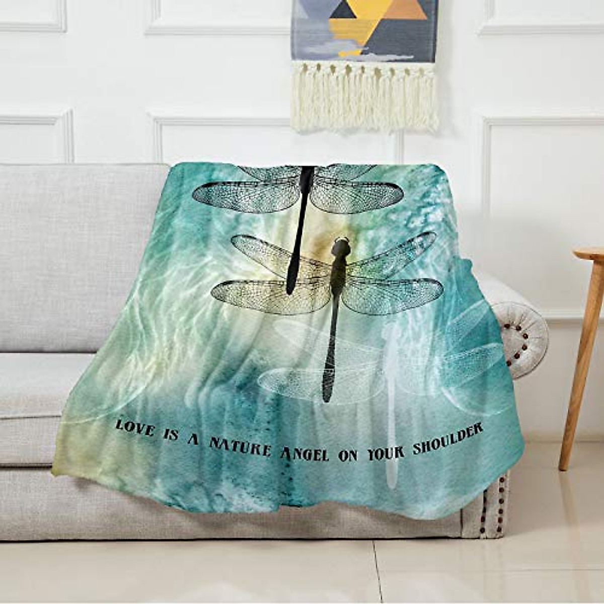 Dragonfly Throw Blanket,Flannel Fleece Blanket,Soft Cozy Fuzzy Comfy Warm Cute Lightweight Blanket for Women Adult Girl,Kid,Baby-Decor Gift-Dragon Fly Microfiber Nap Blanket for Couch,Bed,Sofa-60"x50"