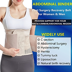 Abdominal Binder Postpartum Belly Band for Post Abdomen Surgery C-section Recovery Compression Wrap Back Support Belt (X-Large, Beige)