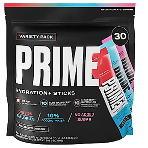 Prime Hydration+ Sticks Electrolyte Drink Mix, Variety Pack, 30 pack
